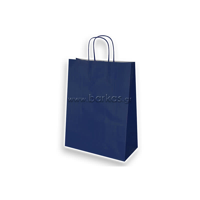 Τσάντα χάρτινη με στριφτό χεράκι Μπλέ 26x12x35 (25τμχ.) - Μπαρκάς ...