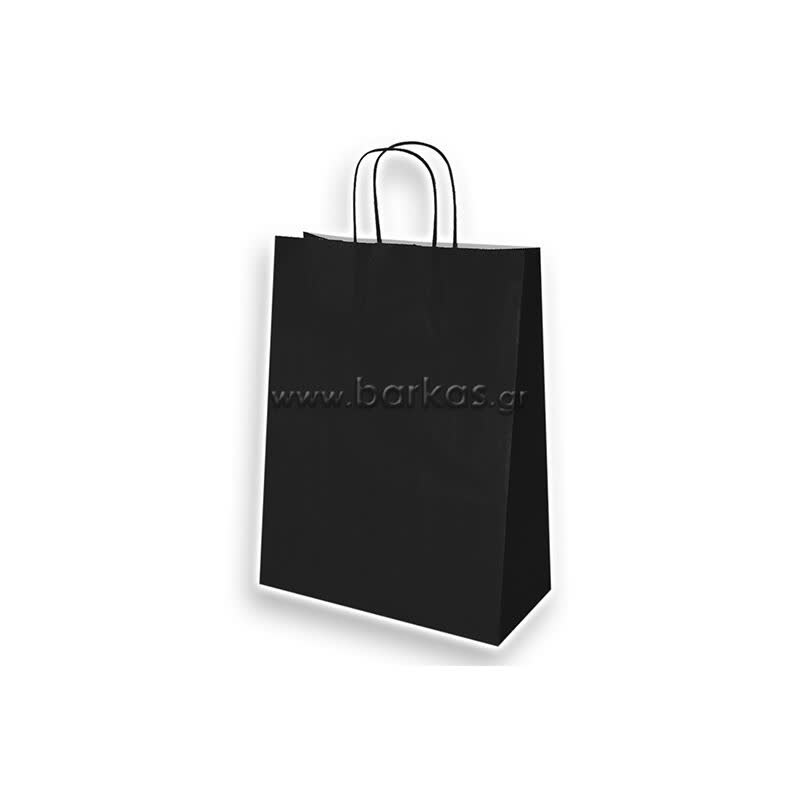 Τσάντα χάρτινη με στριφτό χεράκι Μαύρη 18x8x22 (25τμχ.) - Μπαρκάς ...