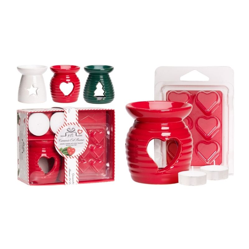 Σετ δώρου με καυστήρα και wax melts σε 3 χρώματα 6,5 εκ. x 7 εκ. (1 τεμ ...